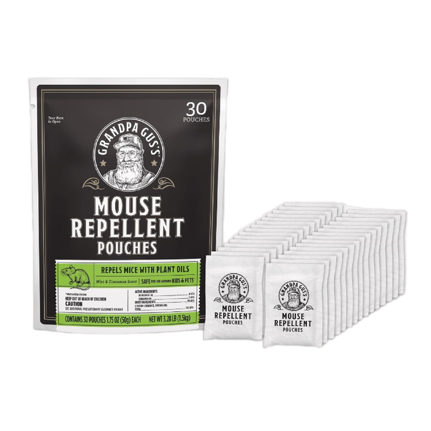 Grandpa Gus's Natural Mouse Repellent Pouches: Peppermint Scented ...