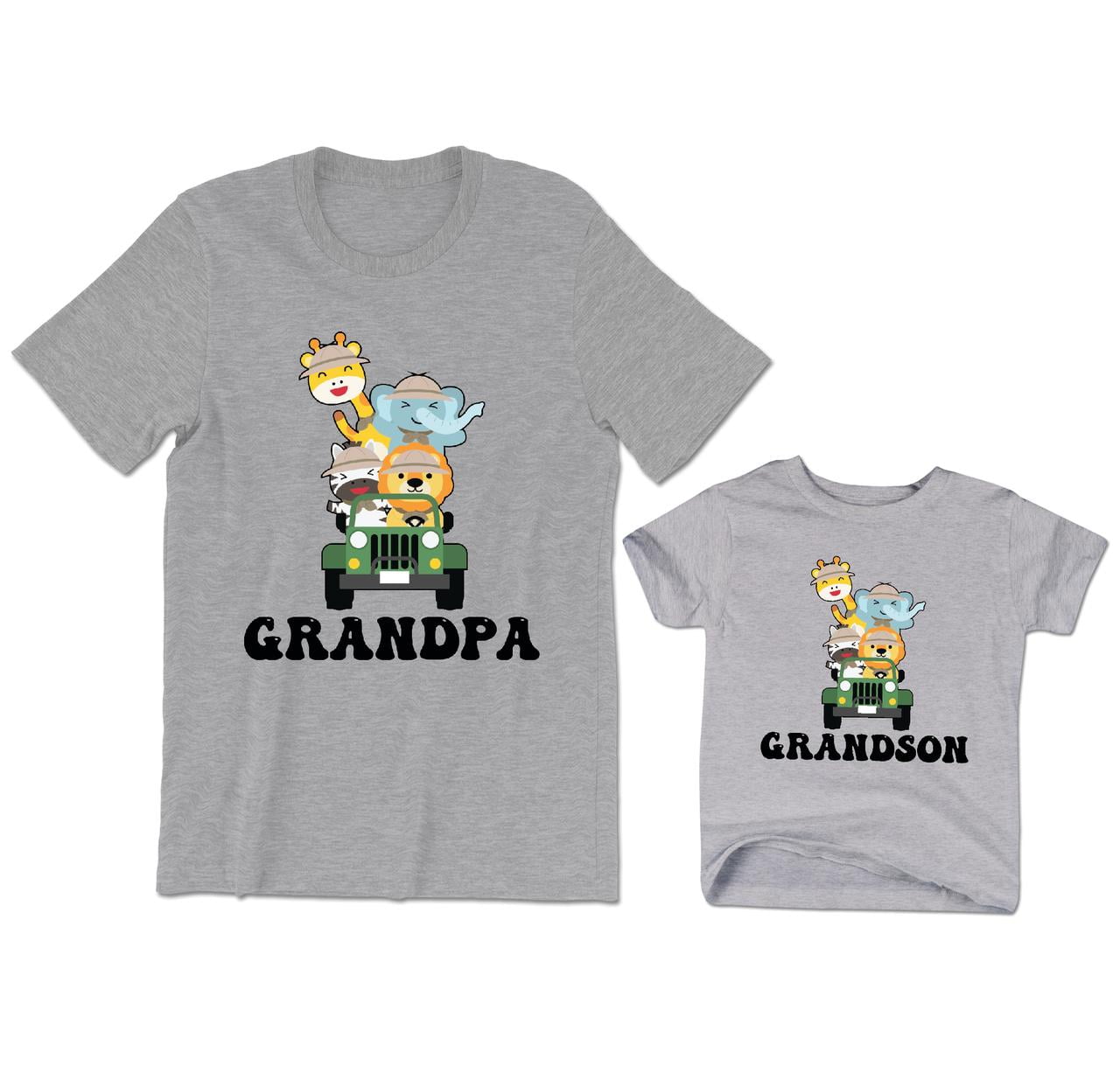 Grandpa Men's T-Shirt Matching Animal Graphic Giraffe Elephant Cow Lion ...
