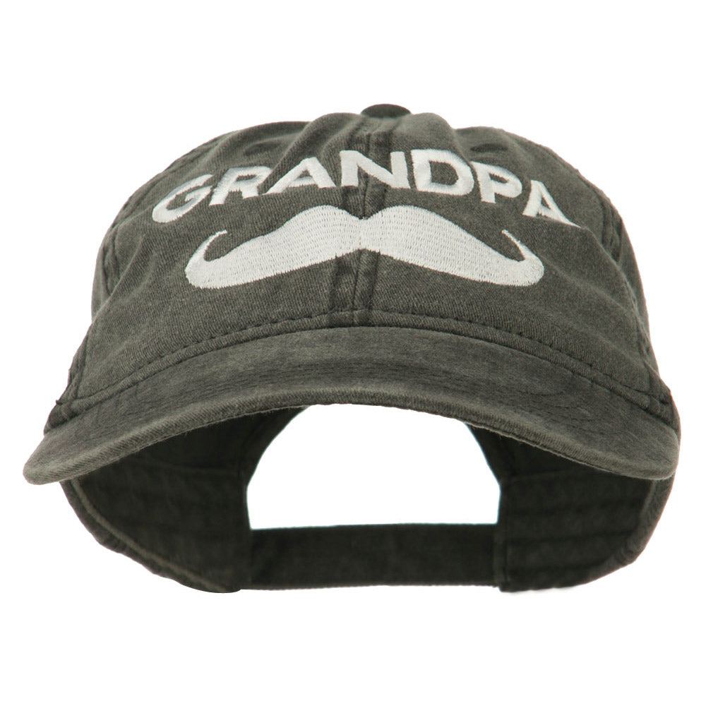 Grandpa Mustache Embroidered Washed Pigment Dyed Cap - Black OSFM ...