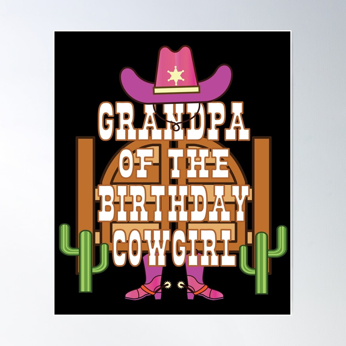 Grandpa Of The Birthday Cowgirl Kids Rodeo Party B-day graphic Poster ...