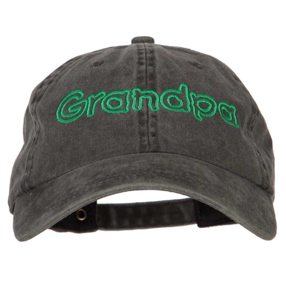 Grandpa Outline Embroidered Washed Cotton Twill Cap - Black OSFM ...