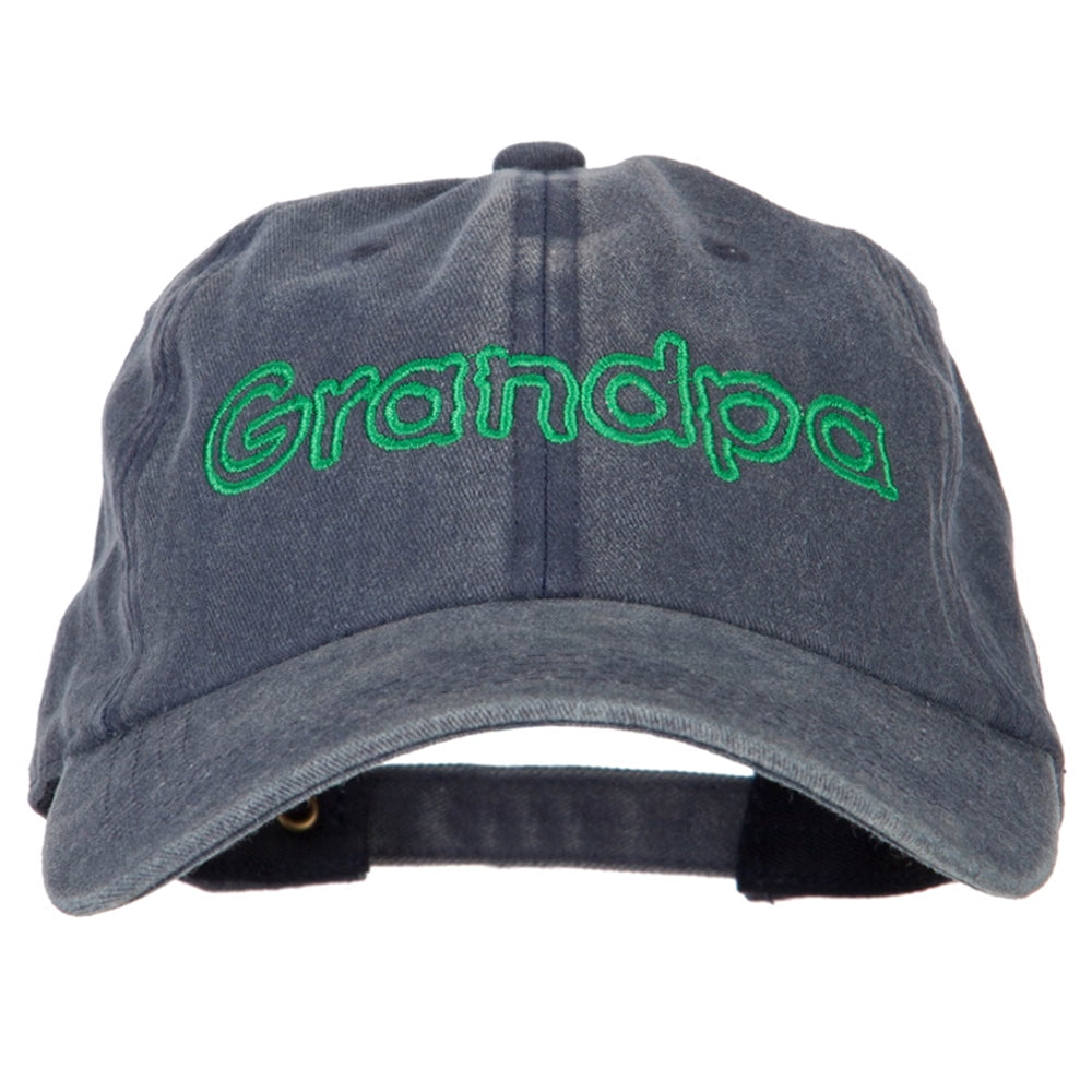 Grandpa Outline Embroidered Washed Cotton Twill Cap - Navy OSFM ...