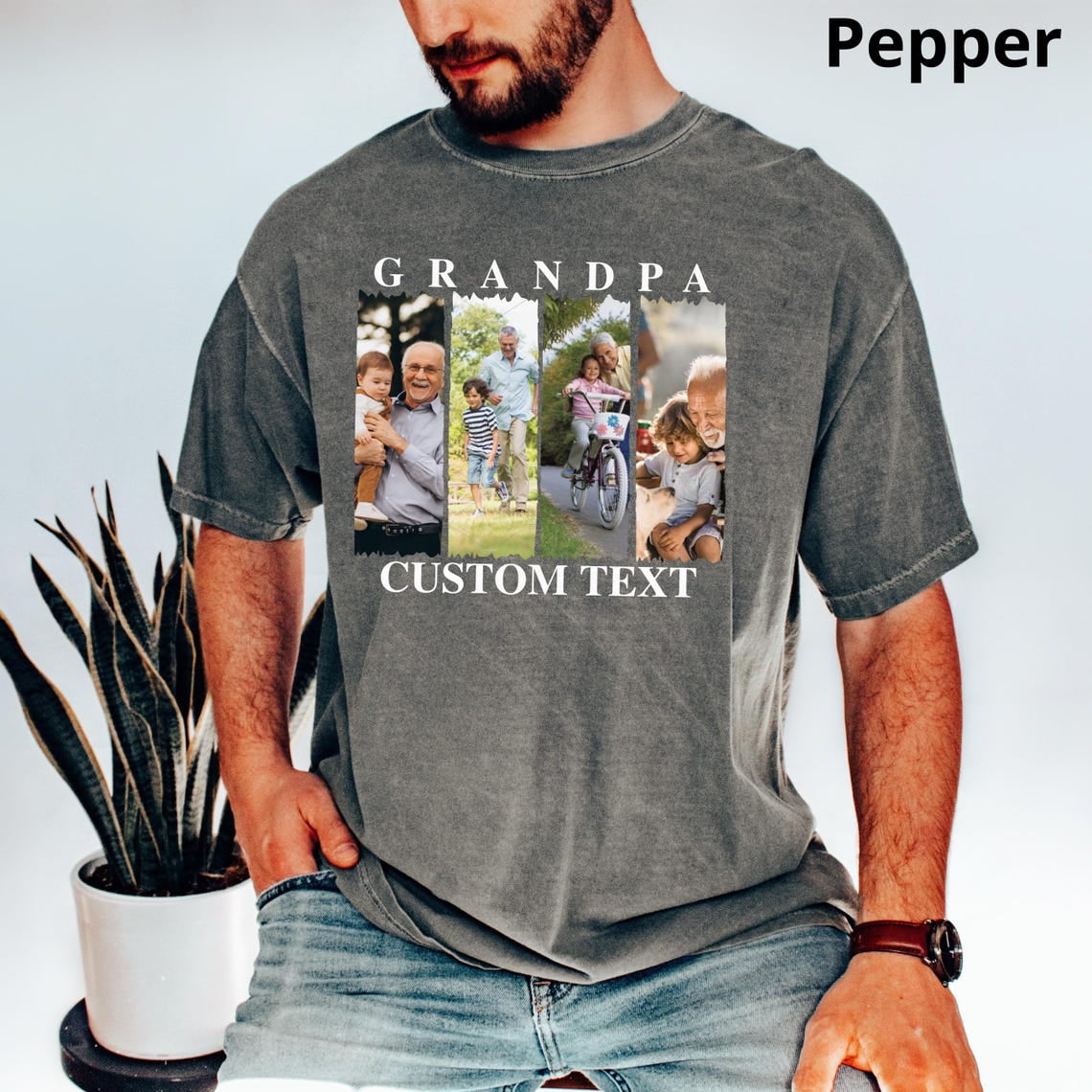 Grandpa Photo Shirt – Family Picture Tee, T-Shirt, Father's Day Gift ...
