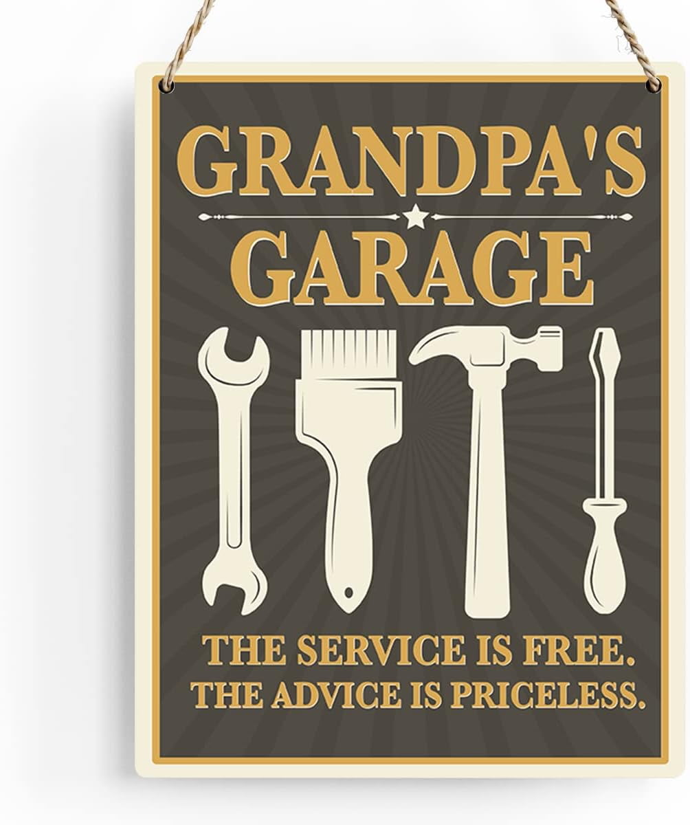 Grandpa'S Garage Wooden Hanging Sign, Garage Signs For Grandpa, Garage ...