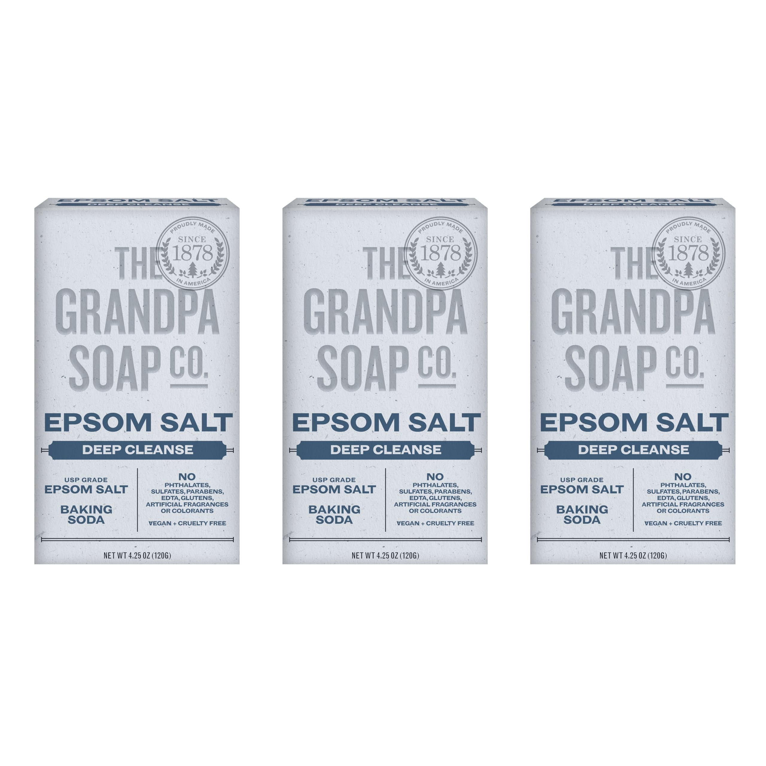 The Grandpa Soap Company SBF3 Epsom Salt Bar Soap - Deep Cleansing Soap ...