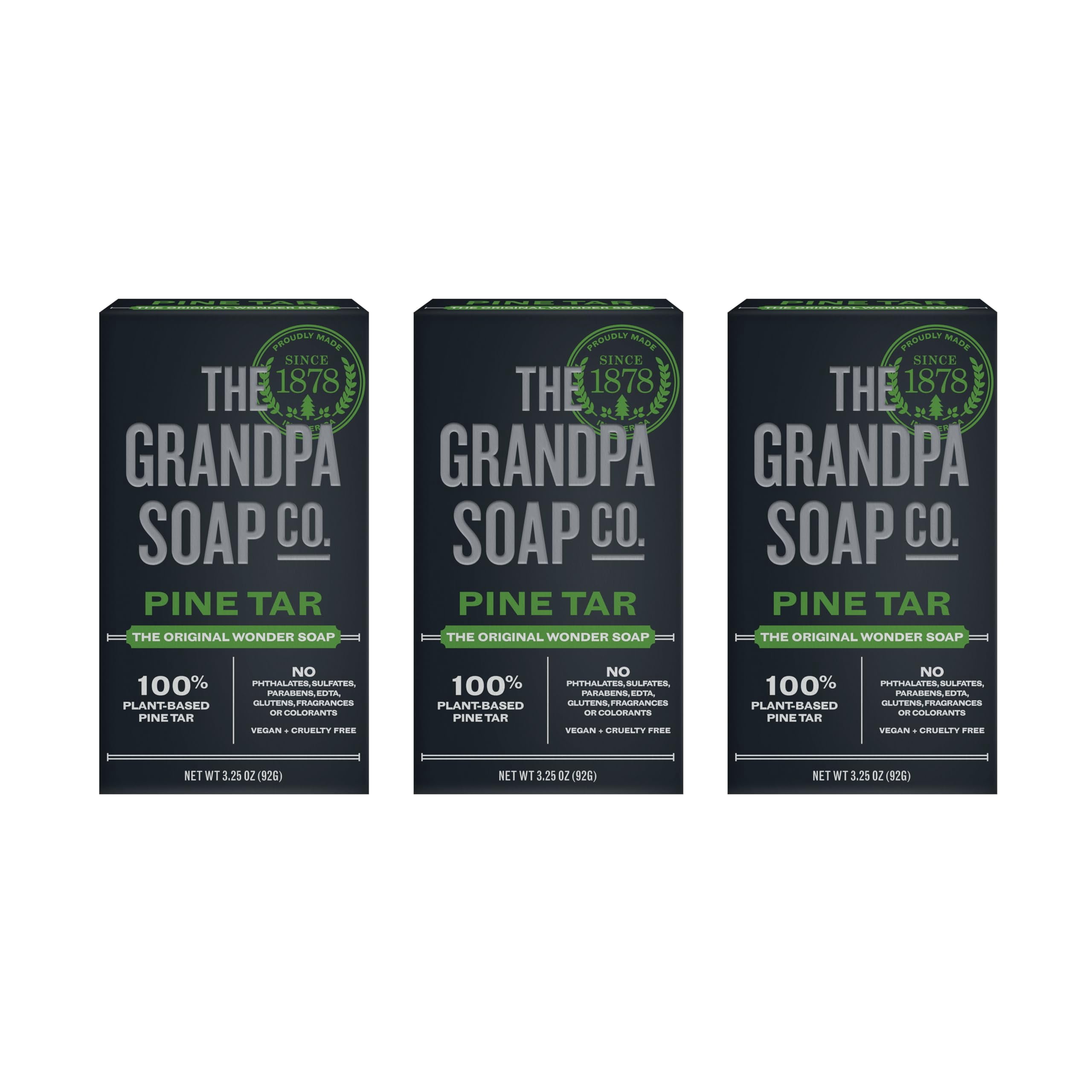 The Grandpa Soap Company SBF3 Pine Tar Bar Soap for Men- Made With Pine ...
