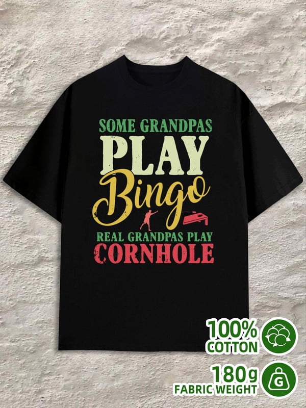 Grandpa's Bingo Tee for men black 180G 100% Cotton Everyday and weekend ...