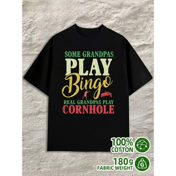 Grandpa's Bingo Tee for men black 180G 100% Cotton Everyday and weekend ...