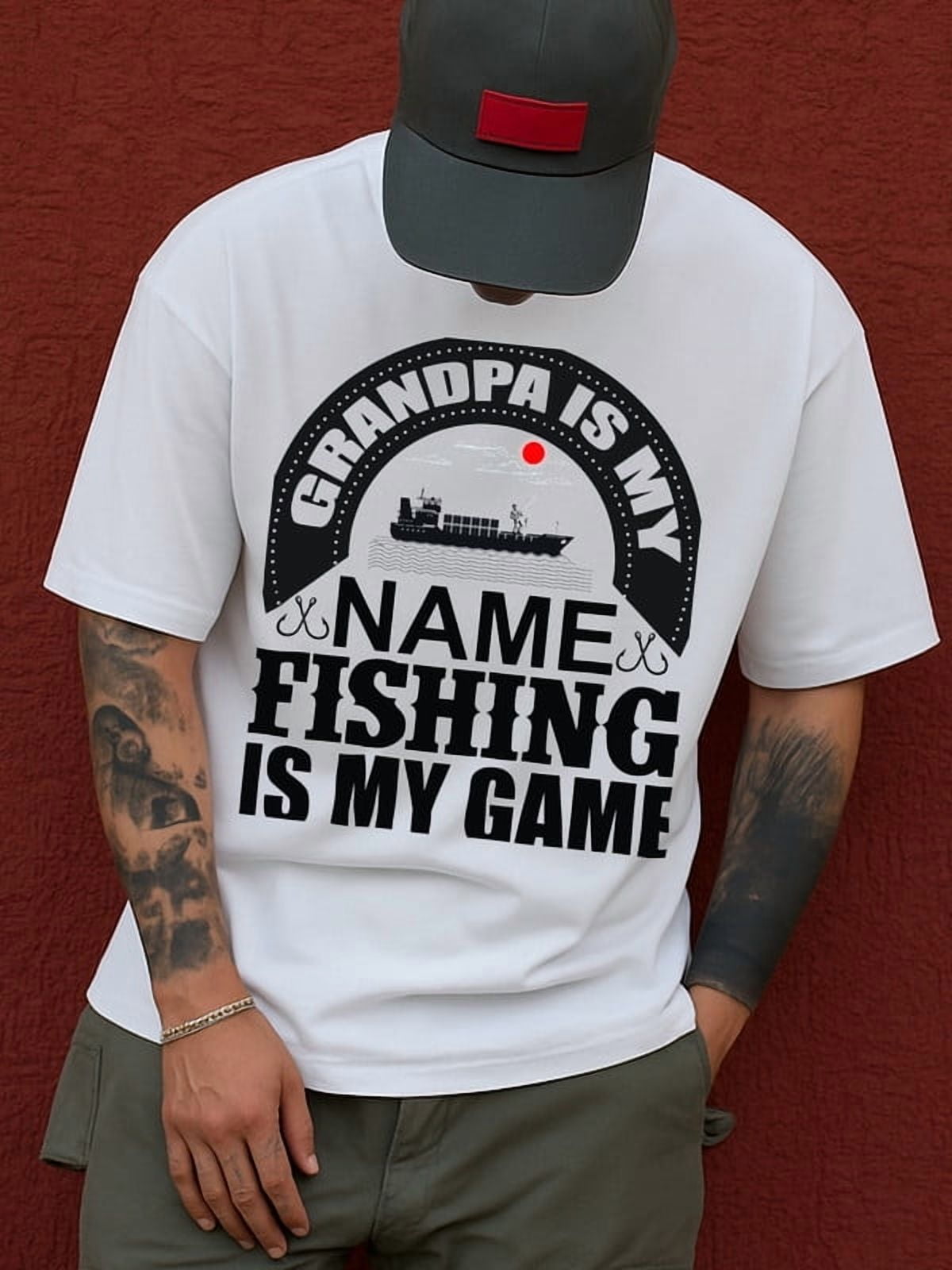 Grandpa's Fishing Game fishing graphic t shirts print mens 180G 100% ...