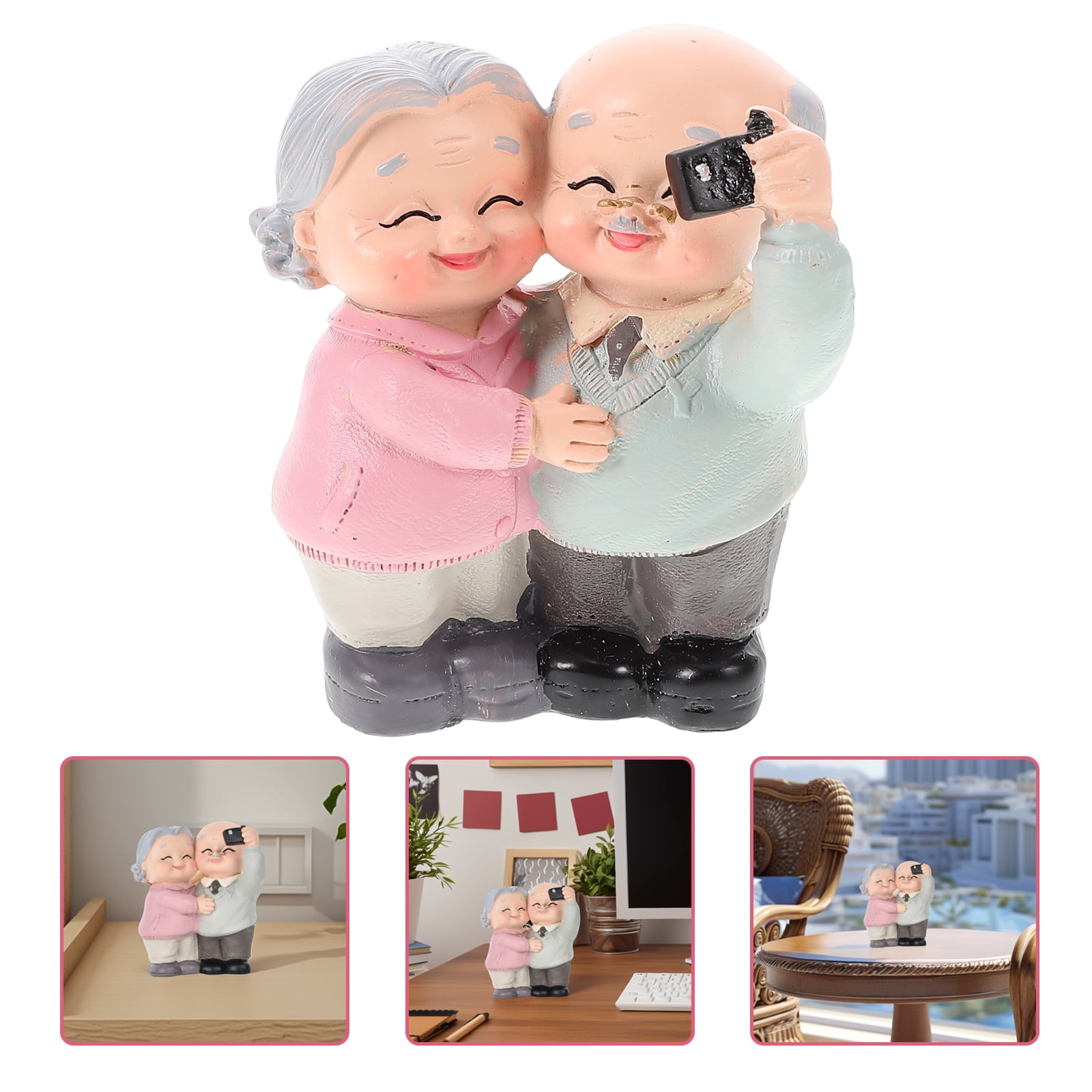 Grandparents Figures Resin Statues Grandma Grandpa Couple Ornament ...