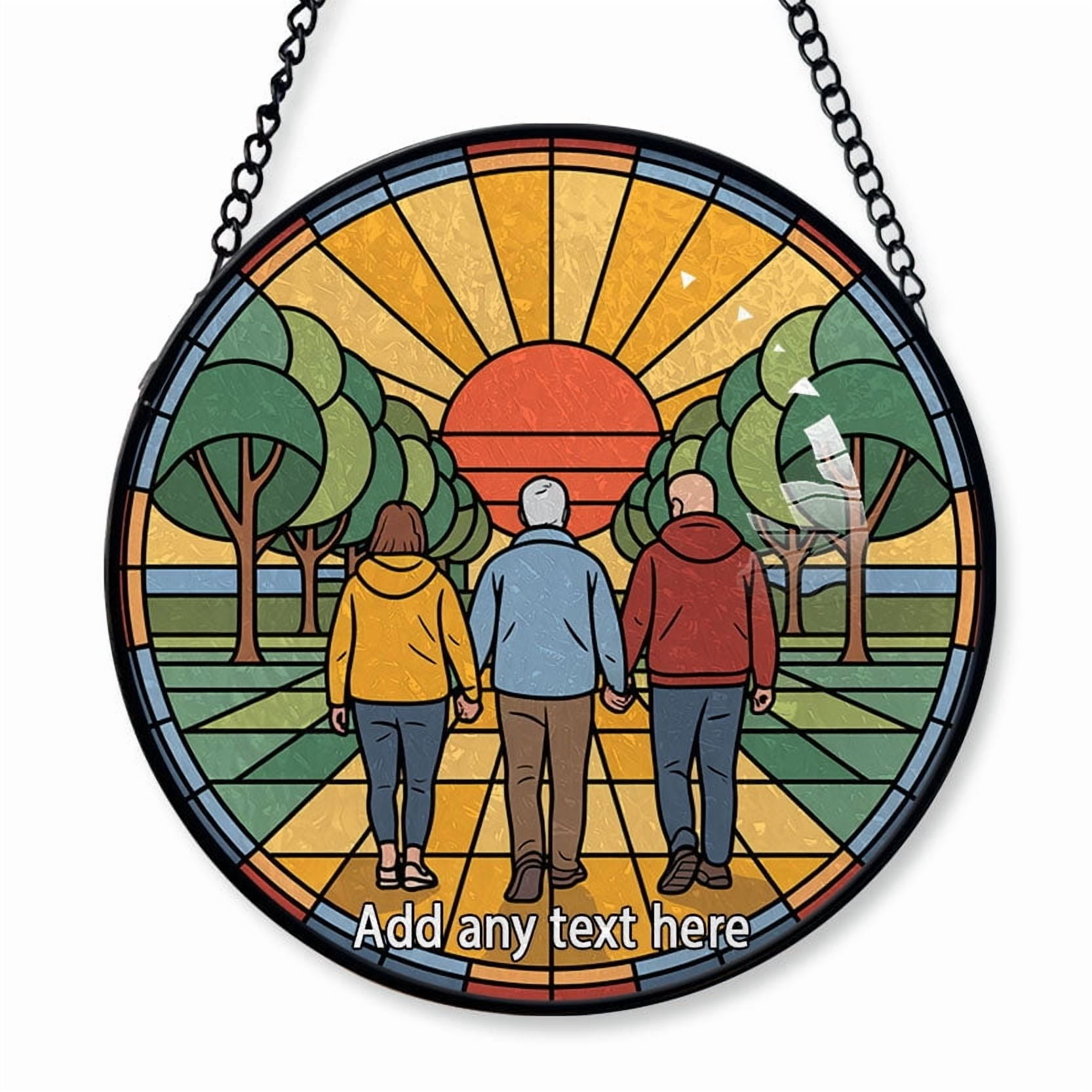 Grandparents & Generations Family Tree Walk Stained Glass Suncatcher ...