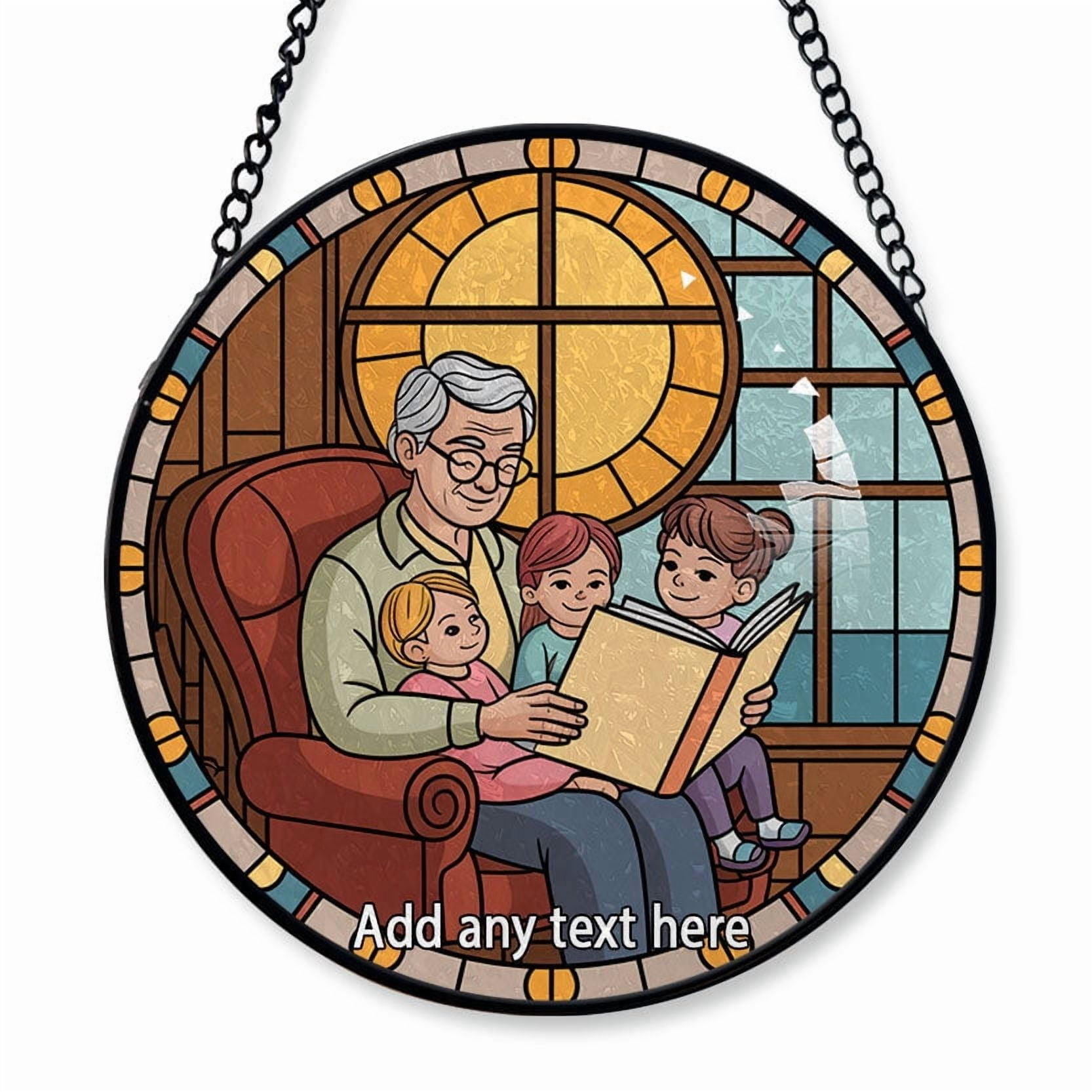 Grandparents & Generations Reading Together Stained Glass Suncatcher ...