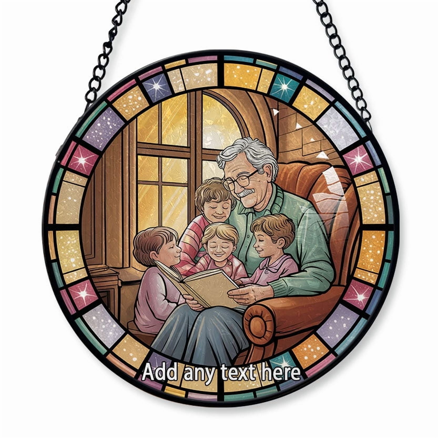 Grandparents & Generations Reading Together Stained Glass Suncatcher ...
