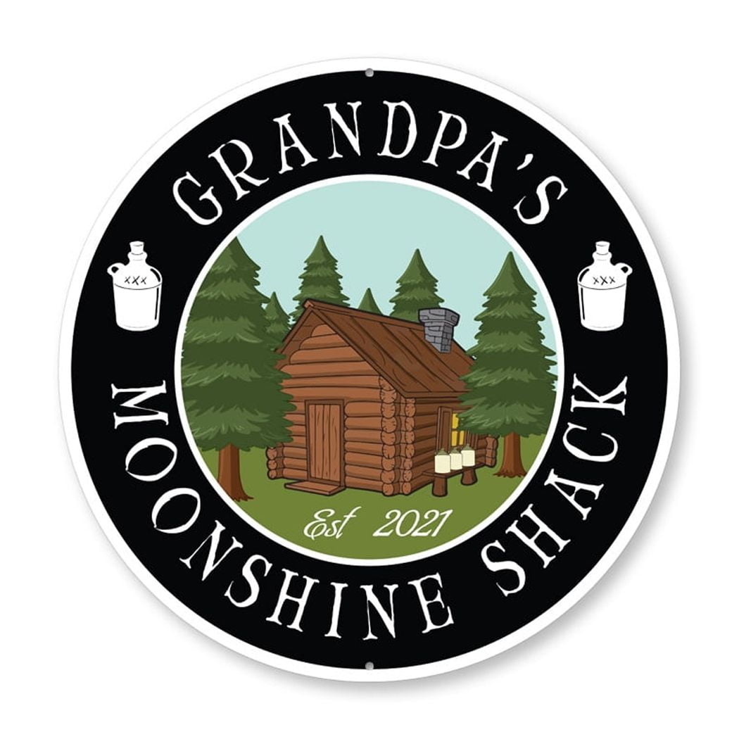 Grandpas Moonshine Shack Aluminum Metal Decor Sign - 12" Round ...