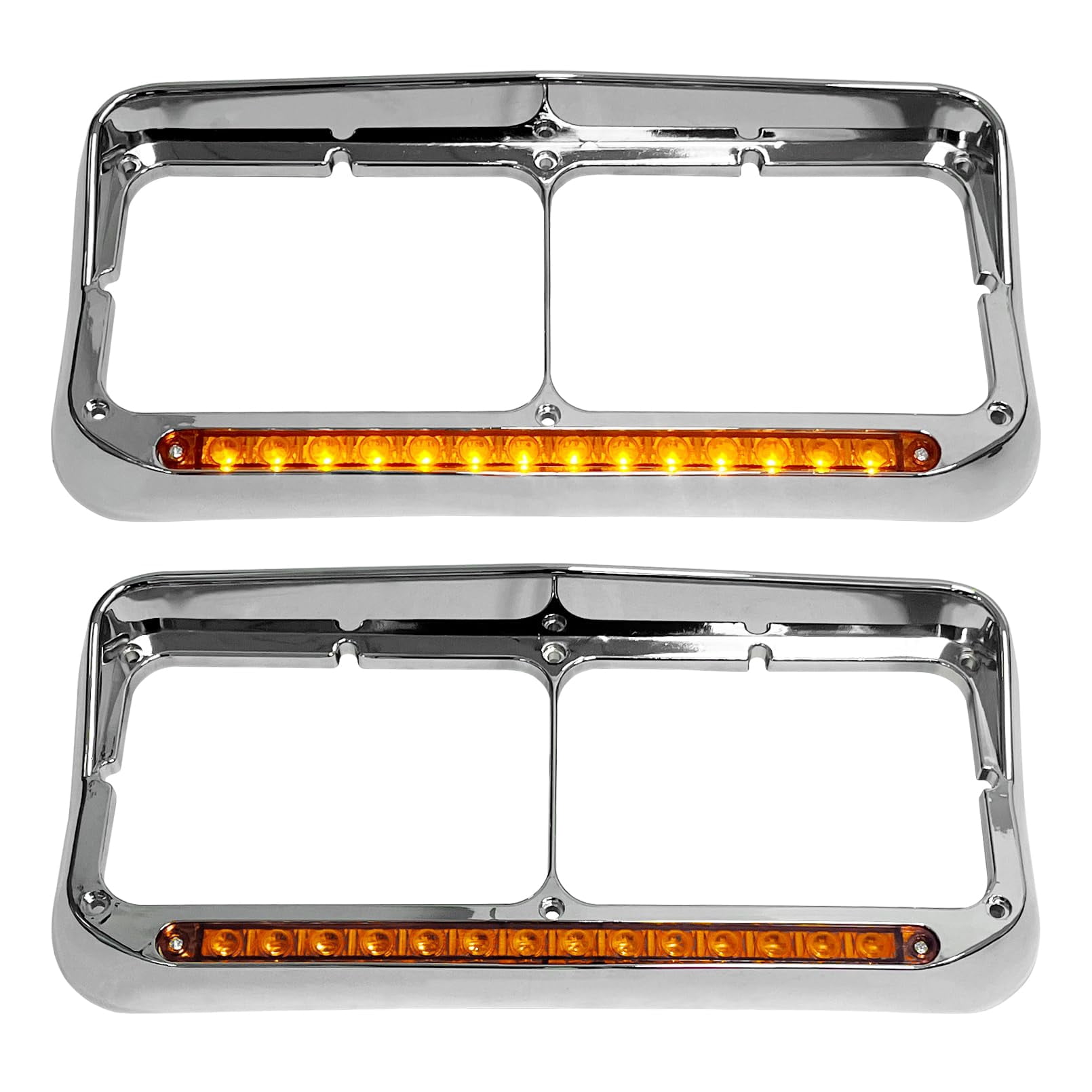 Grandroad auto Headlight Bezels IFF17 Chrome w/Visor 12" Light Strip ...