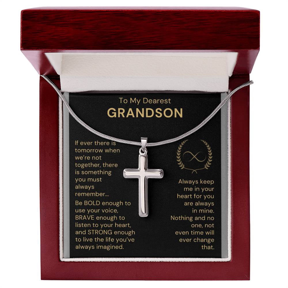 Grandson, Always Remember This - Artisan Cross Necklace - Gift Box ...