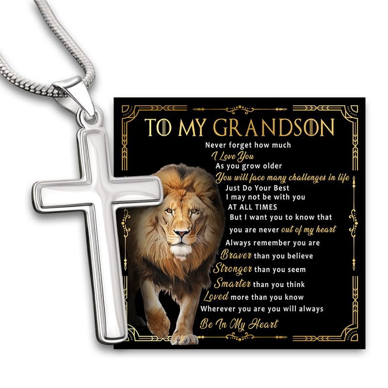 Grandson Birthday Cross Necklace Meaningful From Family, Multi Cross ...