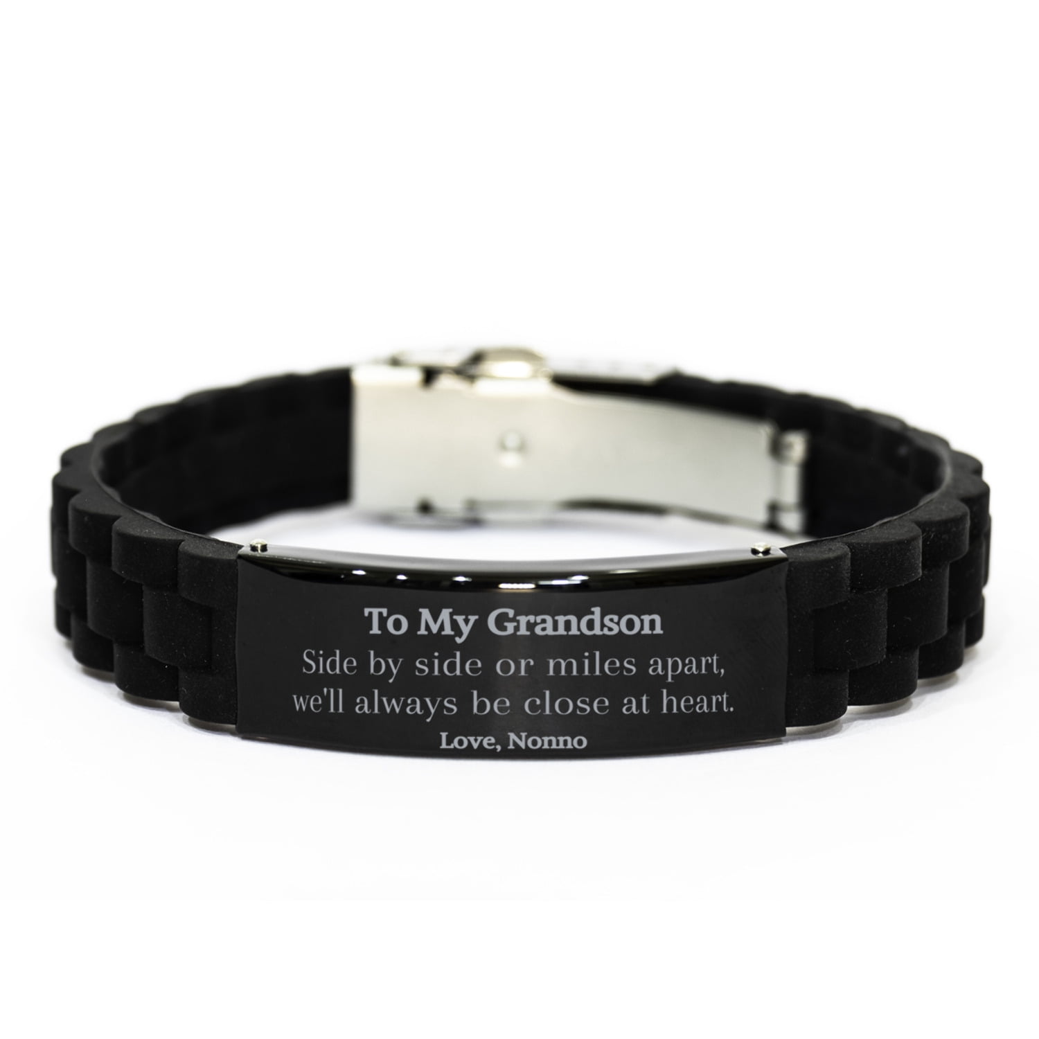Grandson Black Glidelock Clasp Bracelet Side by Side Engraved Christmas ...