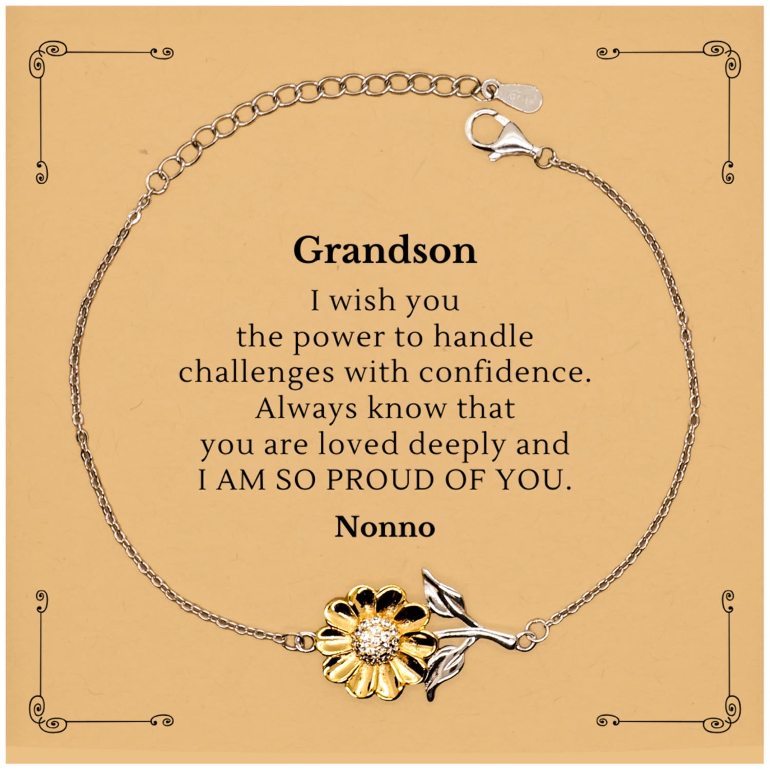 Grandson Bracelet - Engraved Quote Gift for Grandson - Unique Sunflower ...