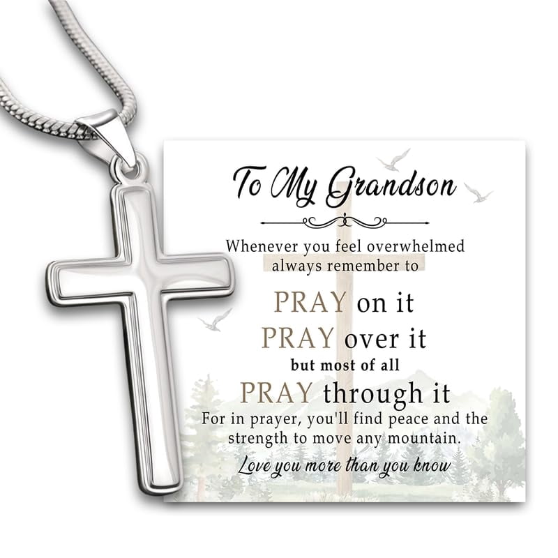 Grandson Cross Necklace Birthday From Grandparents, Multi Cross ...