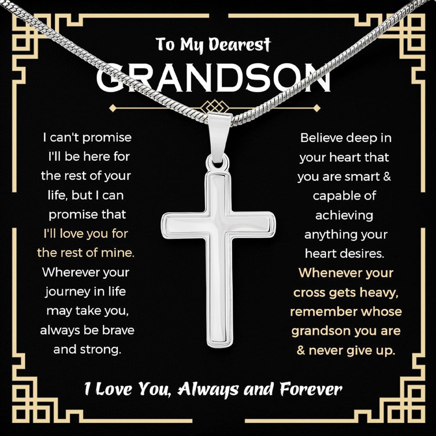 Grandson Cross Necklace Birthday From Grandparents, Multi Cross ...