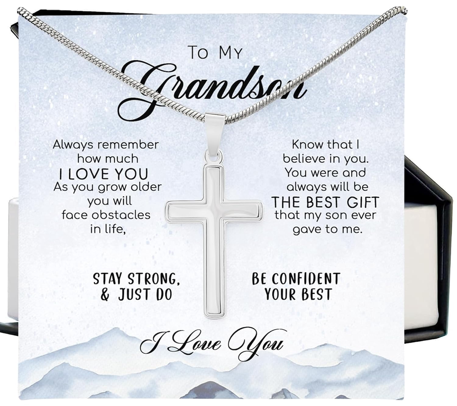 Grandson Cross Necklace Proud Family Keepsake, Multi Cross Necklace ...