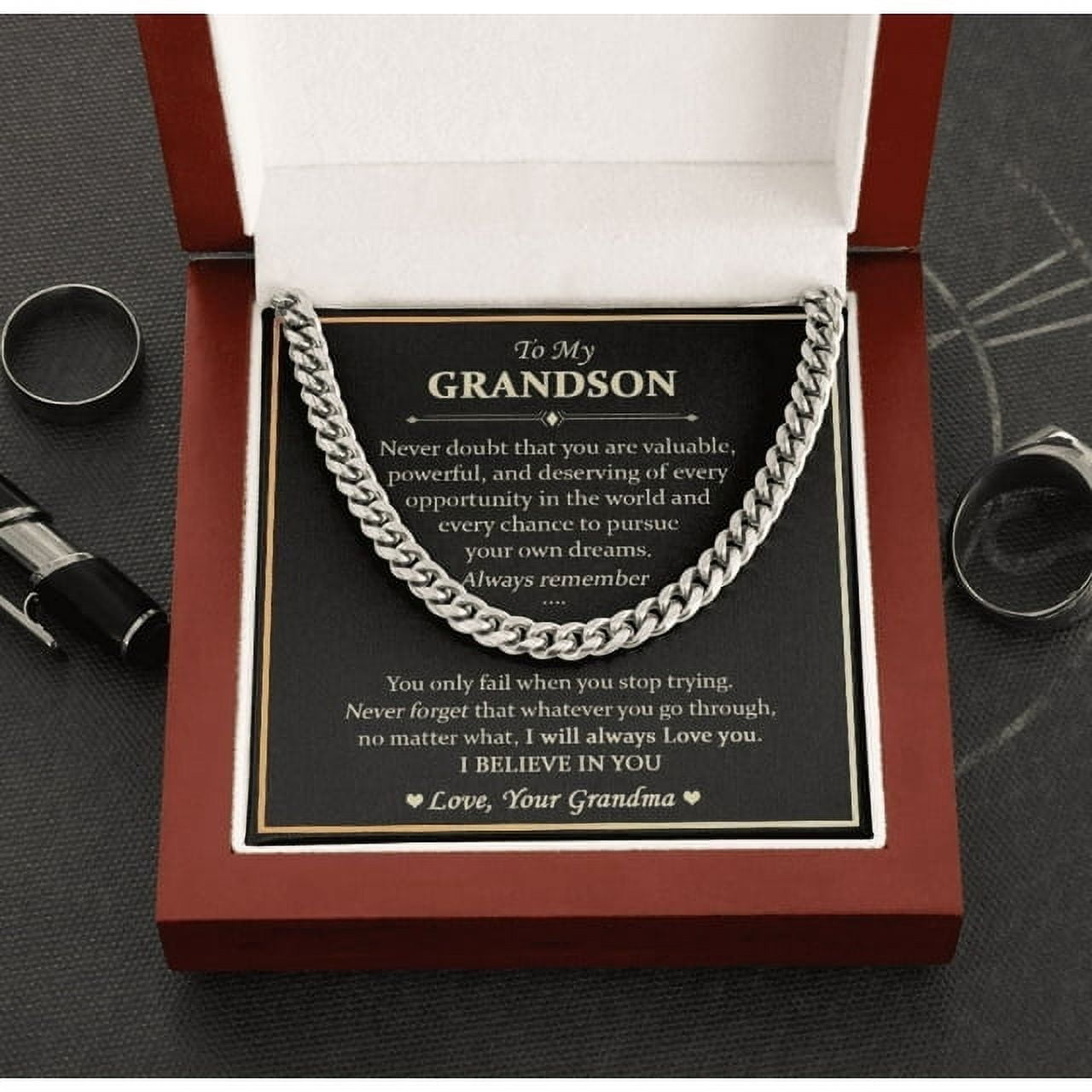 Grandson Gift from Grandma, Grandson Cuban Link Chain Necklace ...