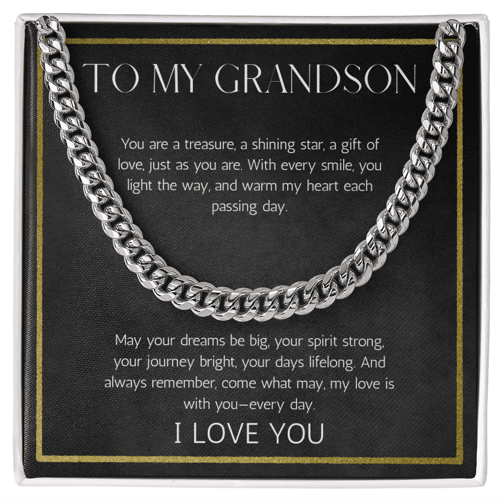 Grandson Gift from Grandparent Necklace Cuban Chain Jewelry for ...