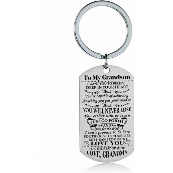 Grandson Keychain Key Ring Believe Inspirational Gifts from Grandma ...