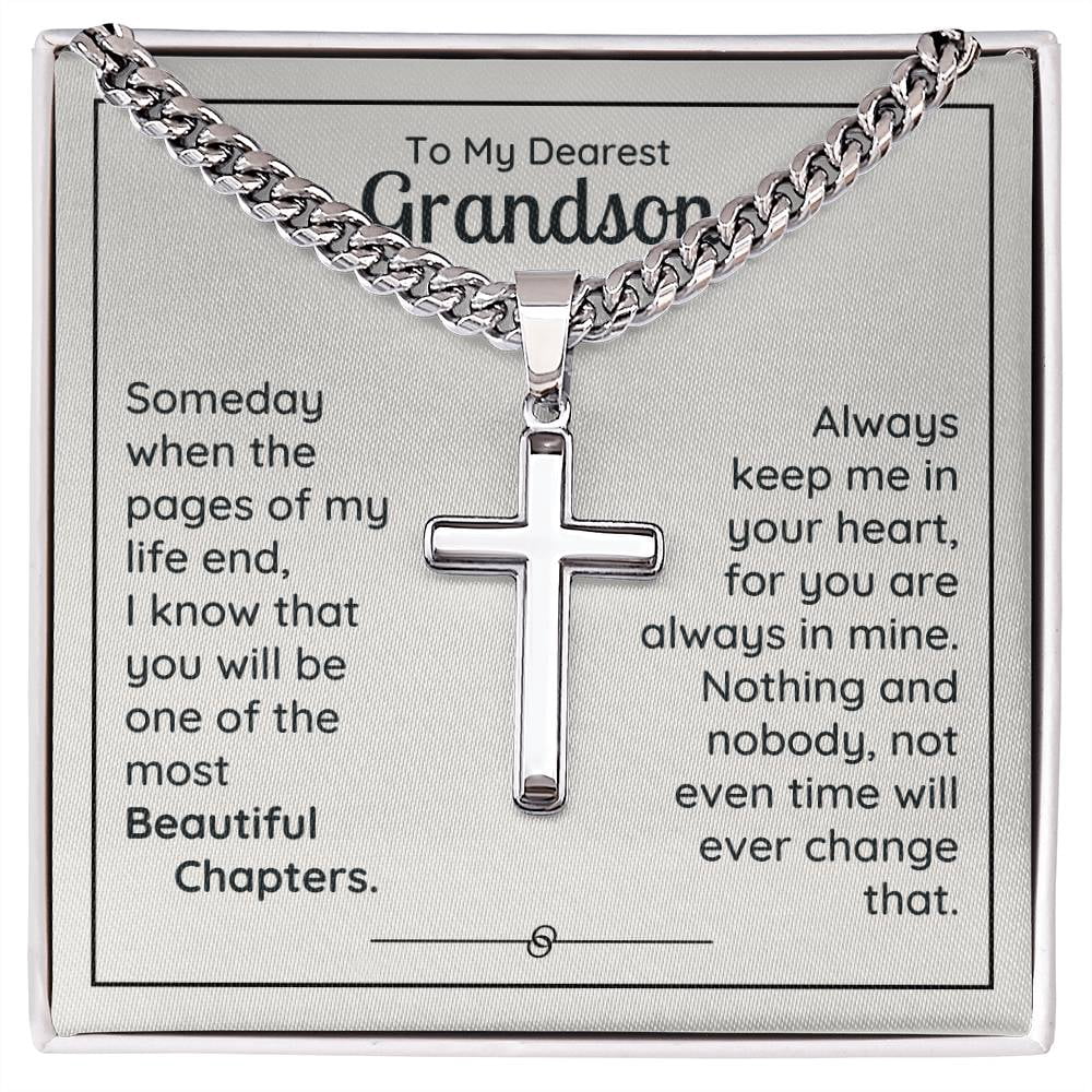 Grandson, Most Beautiful Chapters - Cuban Link Chain with Artisan Cross ...