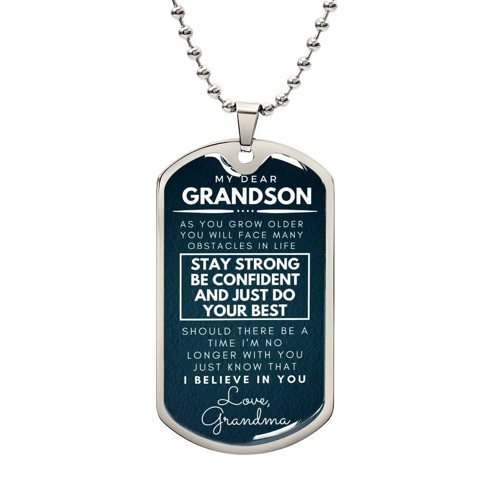 Grandson Pendant - Graphic Military Dog Tag Necklace (Optional ...