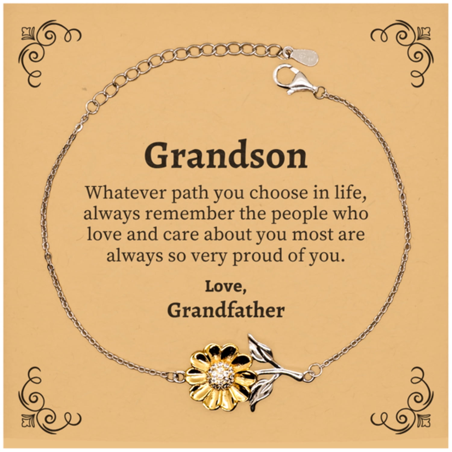 Grandson Sunflower Bracelet, Always so very proud of you, Inspirational ...