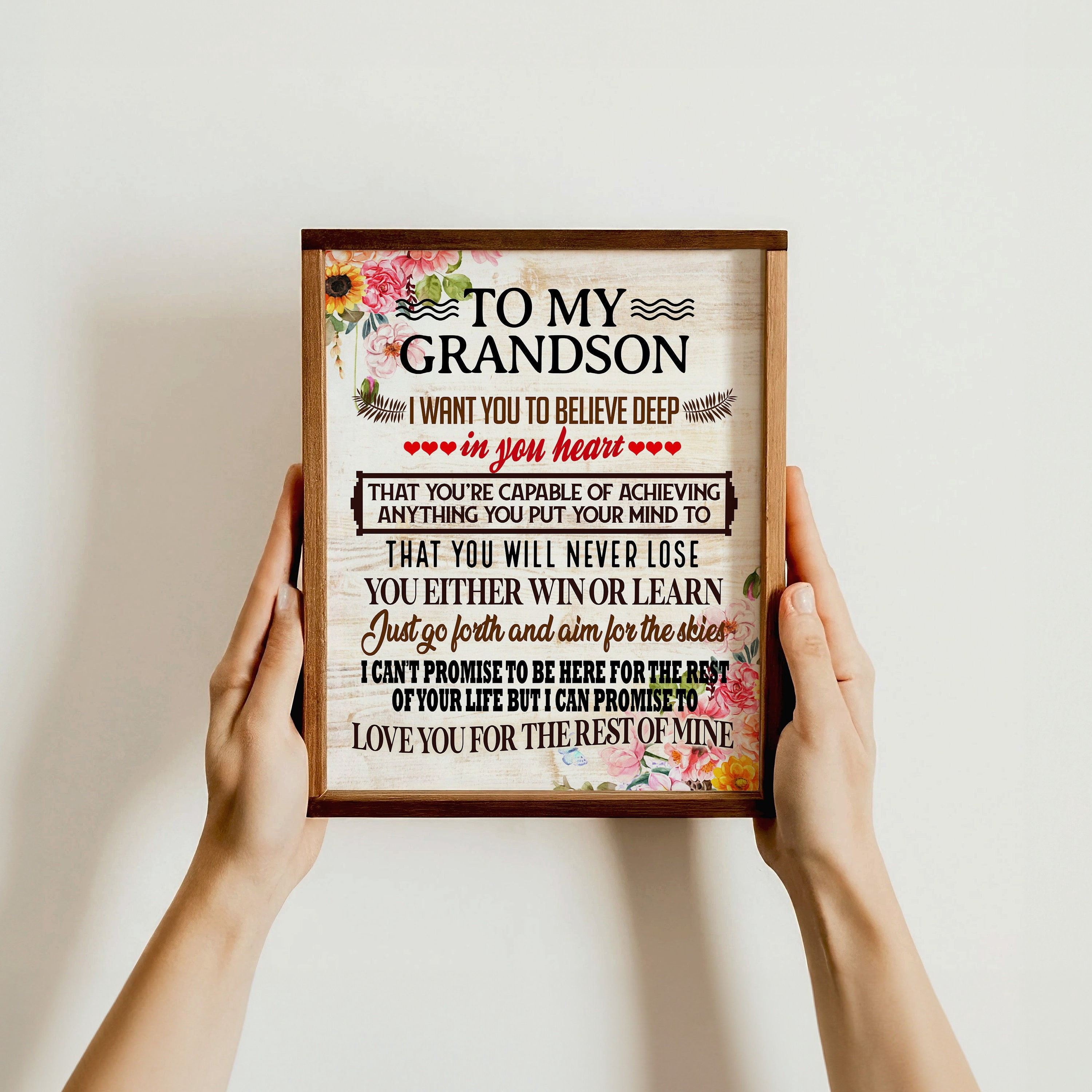 To My Grandson Wall Art, Inspirational For Grandson, Motivational Wall ...