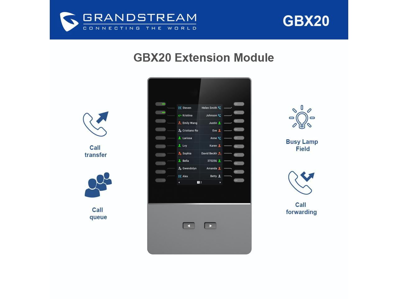 Grandstream GBX20 Extension Module, 272x480 LCD, 40 Contacts, GRP2615 ...