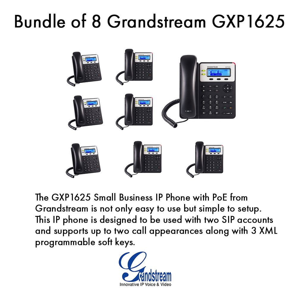 Grandstream GXP1625, 2 SIP acct., SMB IP Phone, Multi-language PoE ...