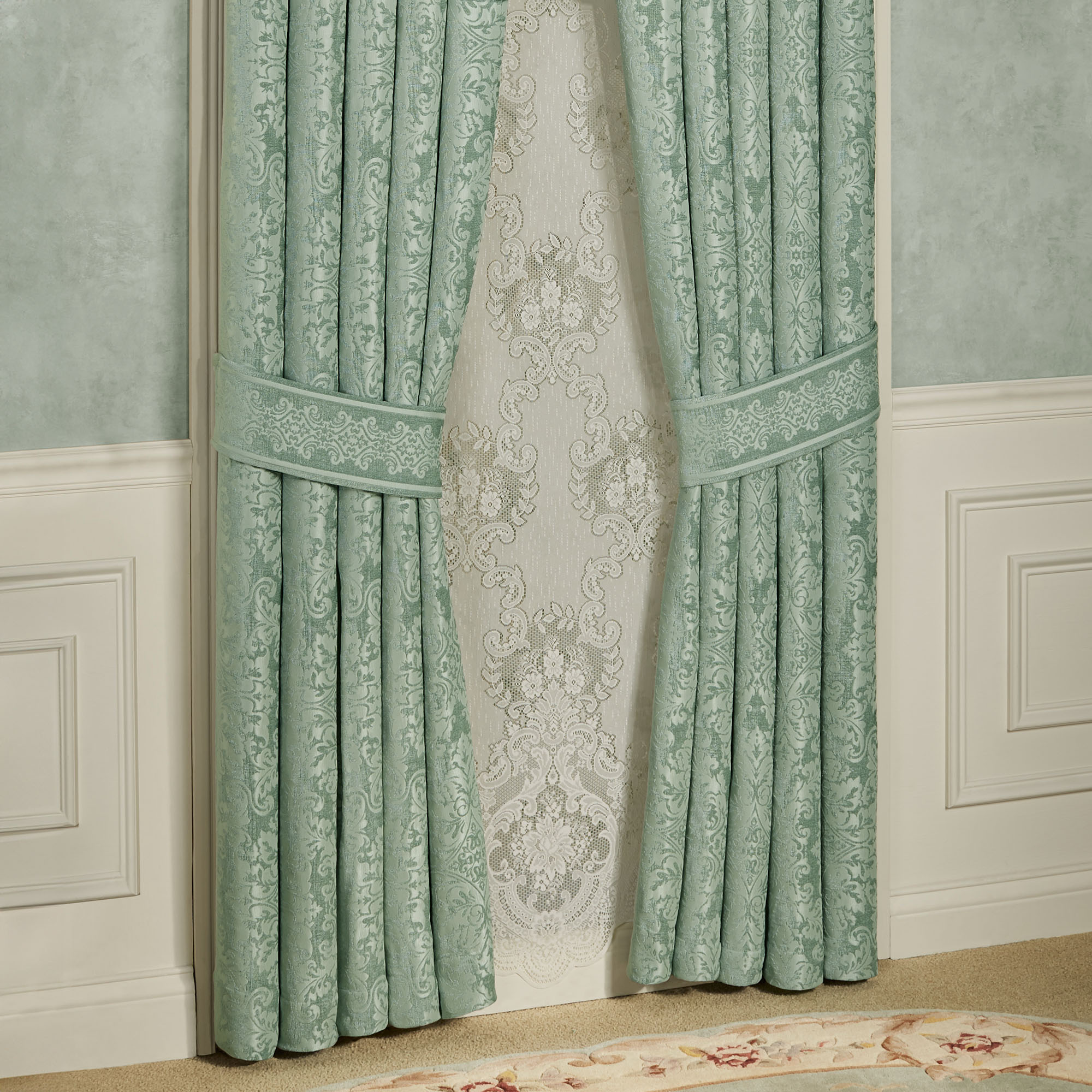 Grandview Tailored Curtain Pair Aqua Mist Tailored Curtains 84” x 84 ...