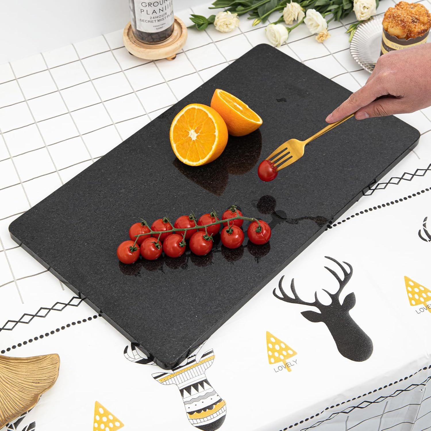 Granite Black Cutting Board, Pastry Board For Kitchen, Black Marble ...