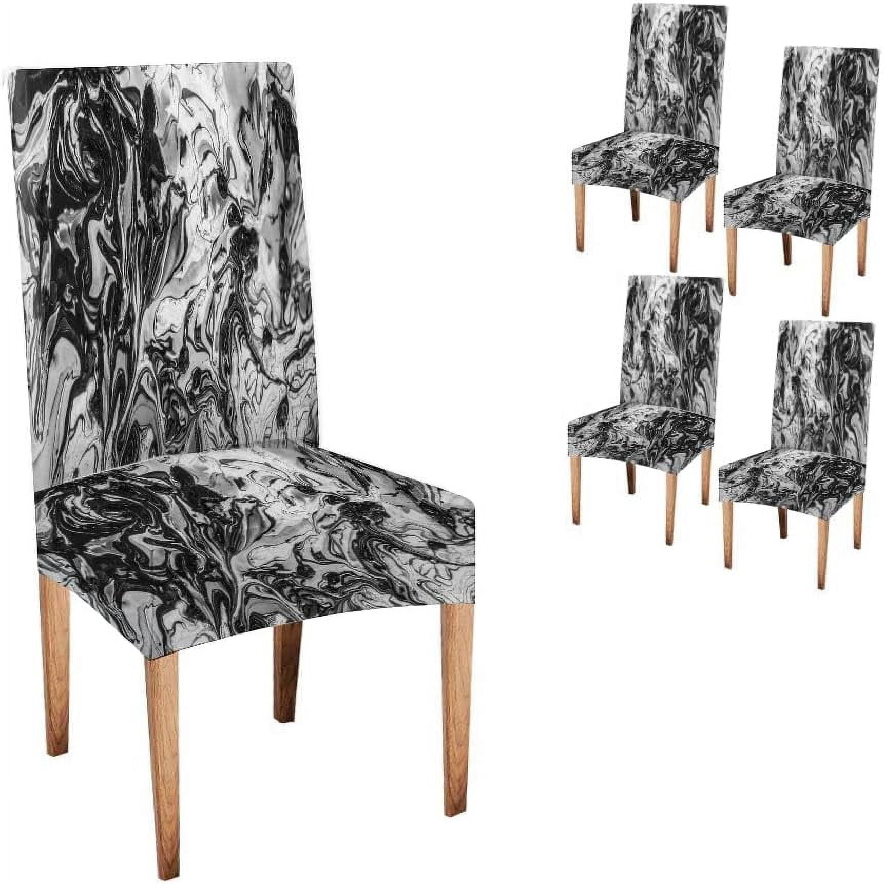 Granite Black and White Artistic Gray Ink Art Chair Covers Set of 4 ...