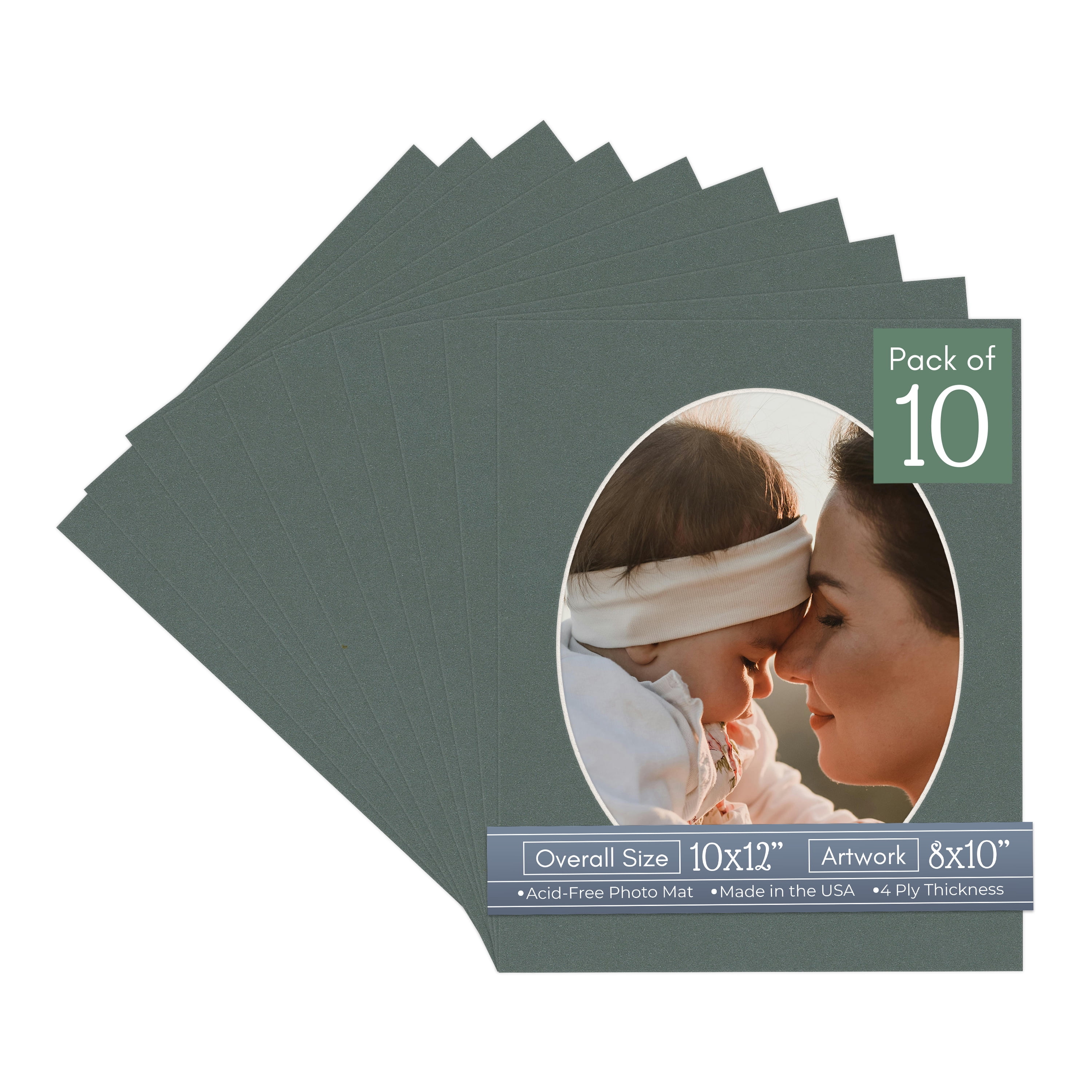 Granite Gray Picture Frame Mat for 10x12 Frames - Oval Opening for 8x10 ...