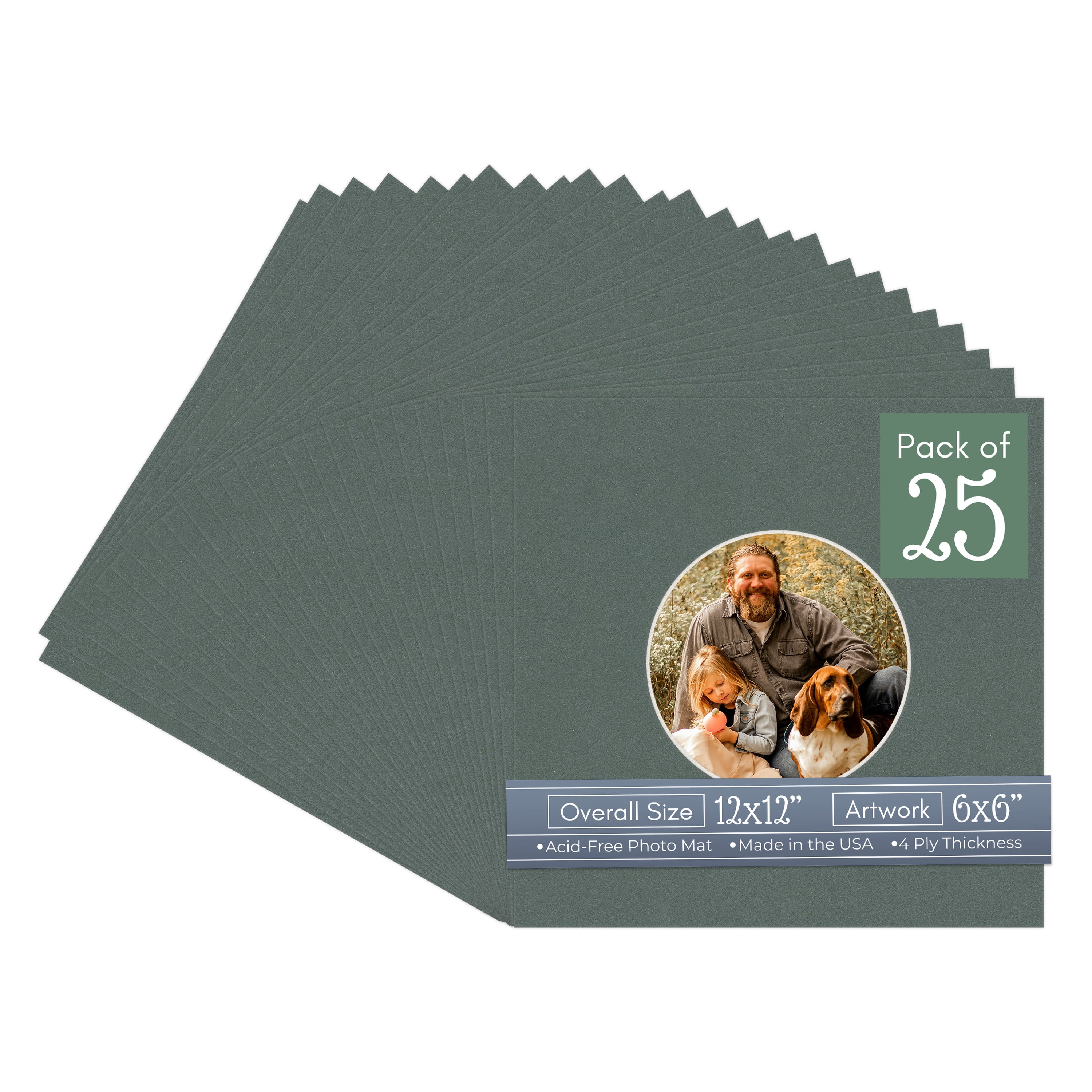 Granite Gray Picture Frame Mat for 12x12 Frames - Circle Opening for ...