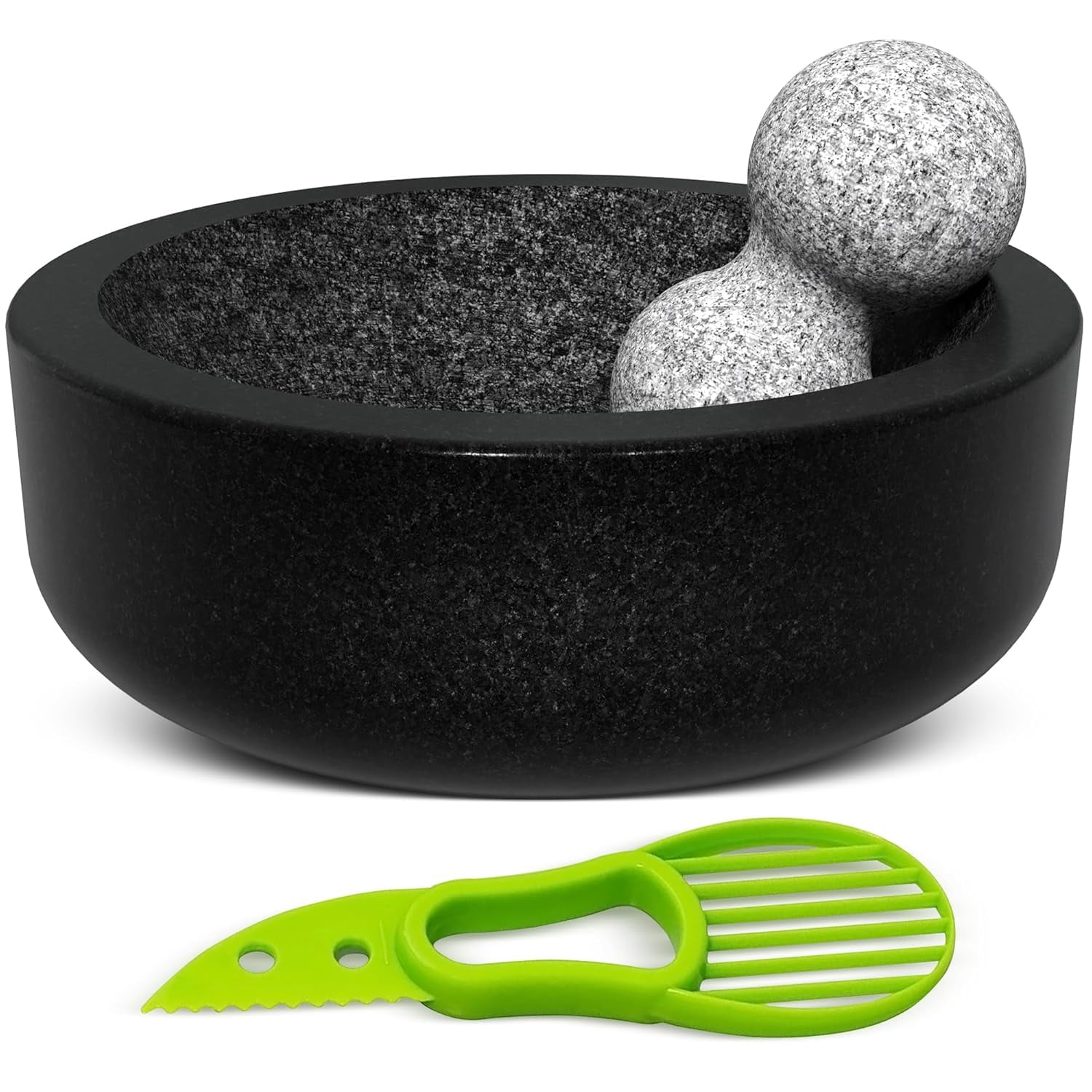 Granite Mortar and Pestle Set - 100% Granite - 3.5-Cups - 8-Inch ...