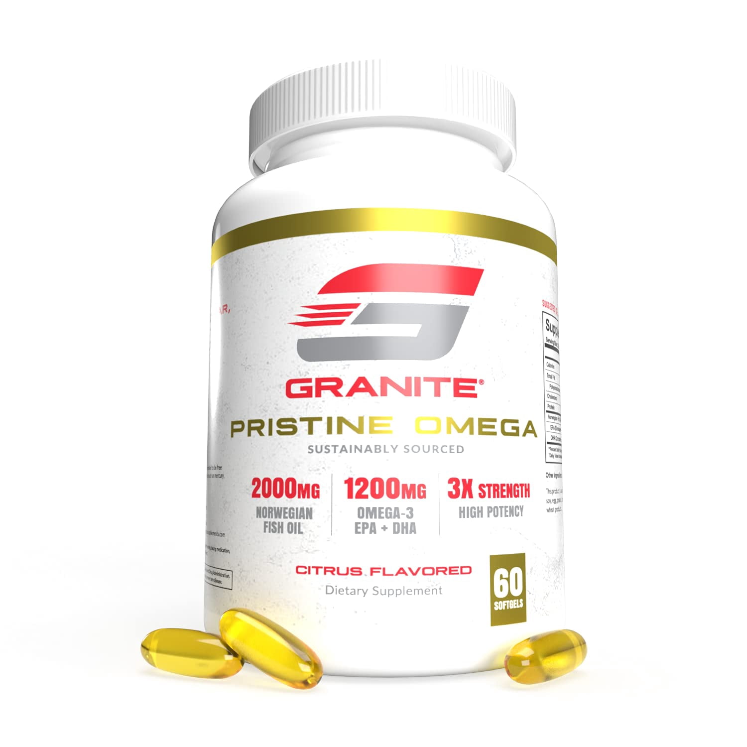 Granite Pristine Omega-3 Supplement, 2000mg Norwegian Fish KMC2Oil ...
