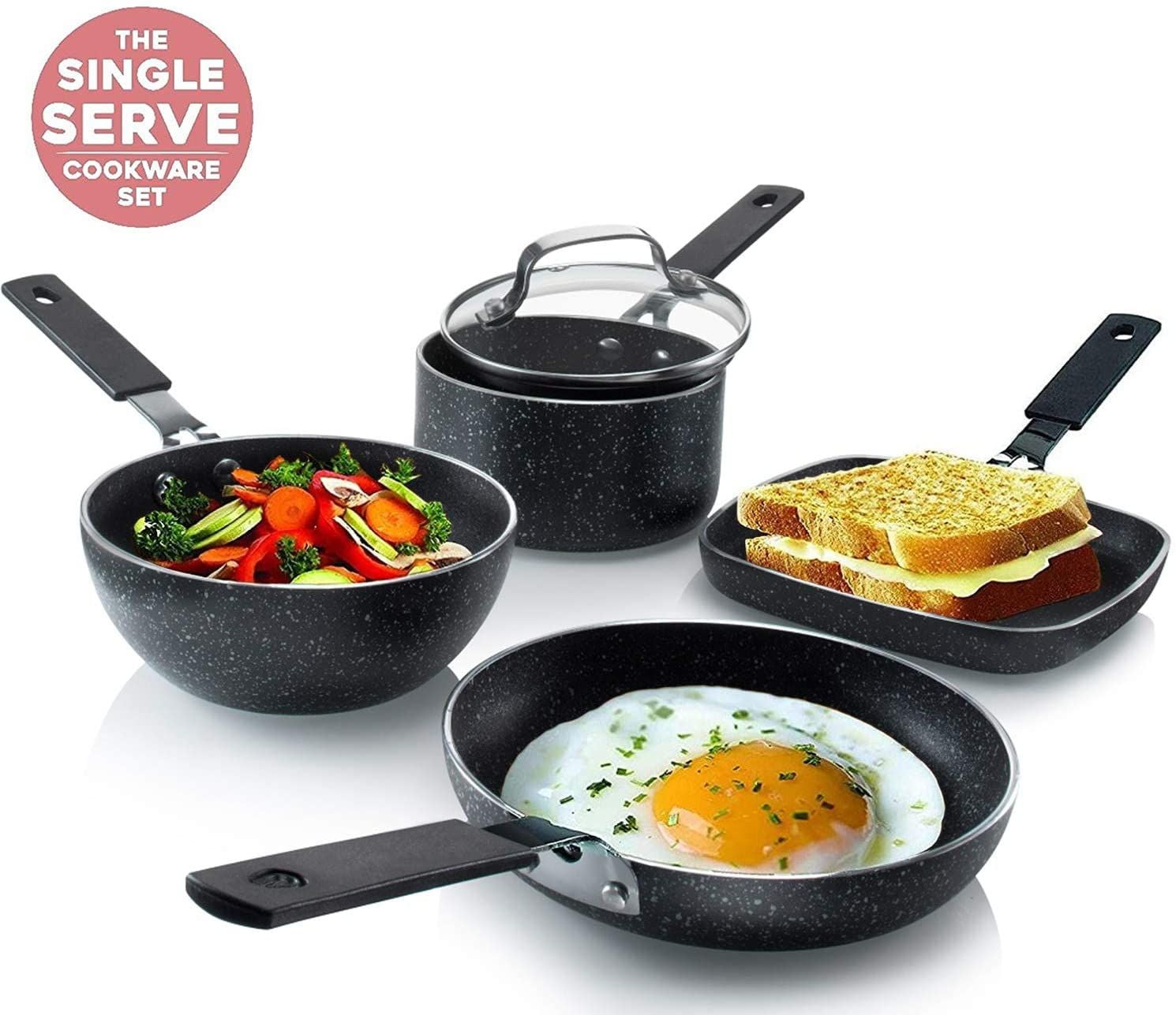 Granite Stone Stackable Non-Stick Mini Kitchen Cooking Pots and Pans ...