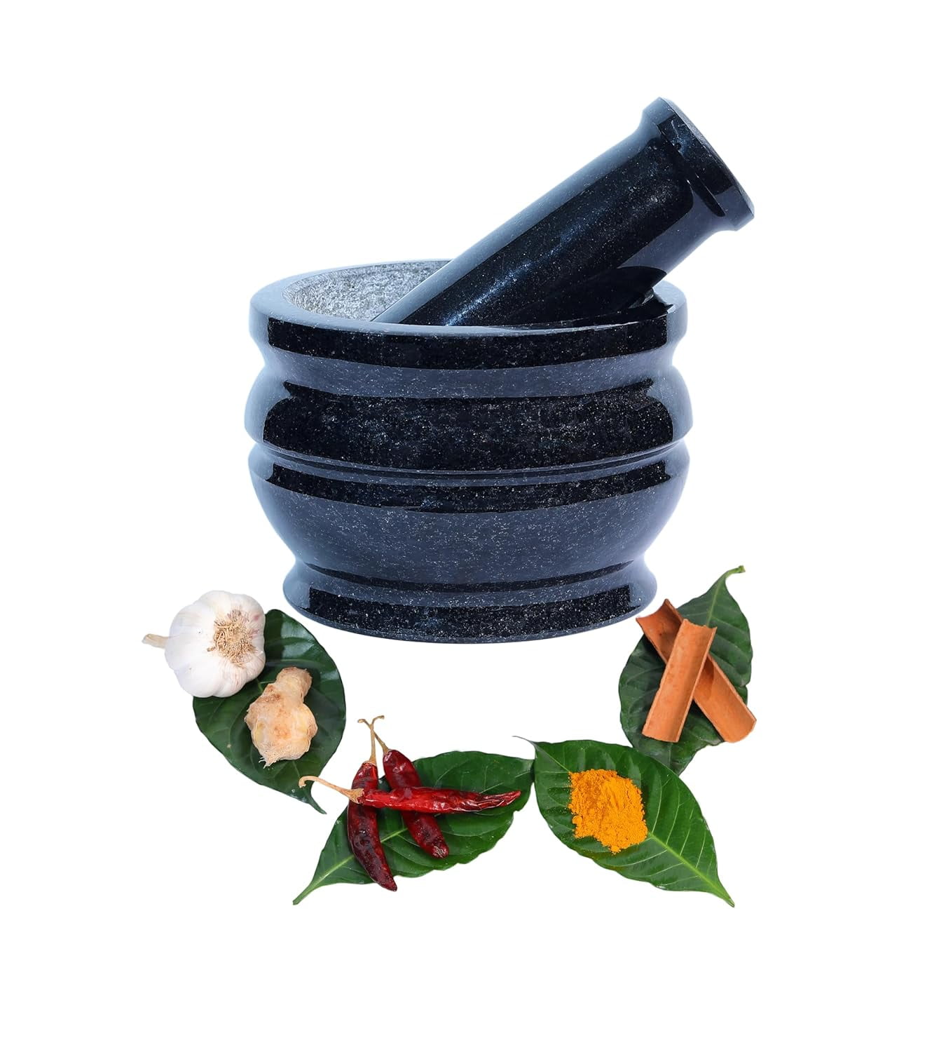 Granite Stone Mortar and Pestle Traditional Grinder for Kitchen 6 Inch ...