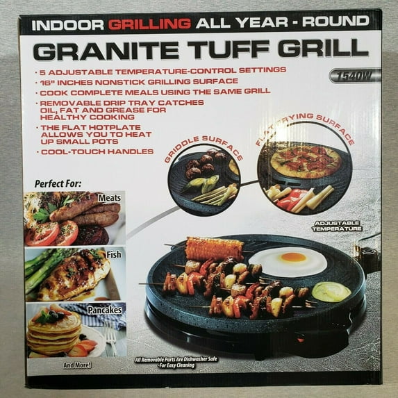 Granite Tuff Indoor Grill 16" Round Electric w Nonstick Surface ...