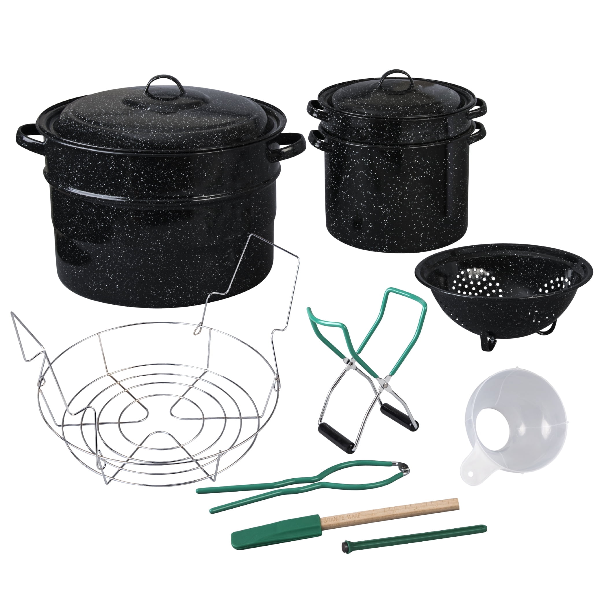 Granite Ware 12 Piece Enamelware Canning Pot Kit, Speckled Black ...