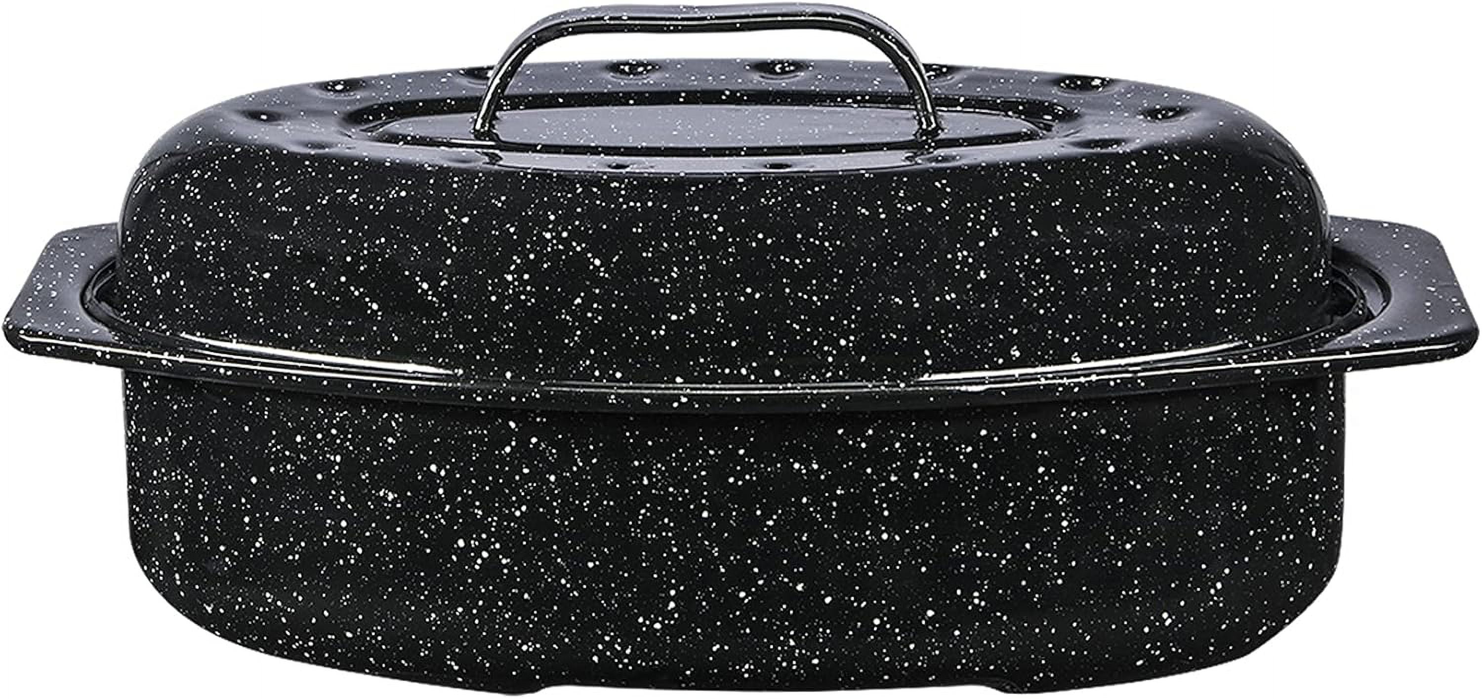 Granite Ware 13-inch oval roaster with Lid. Enameled steel design to ...