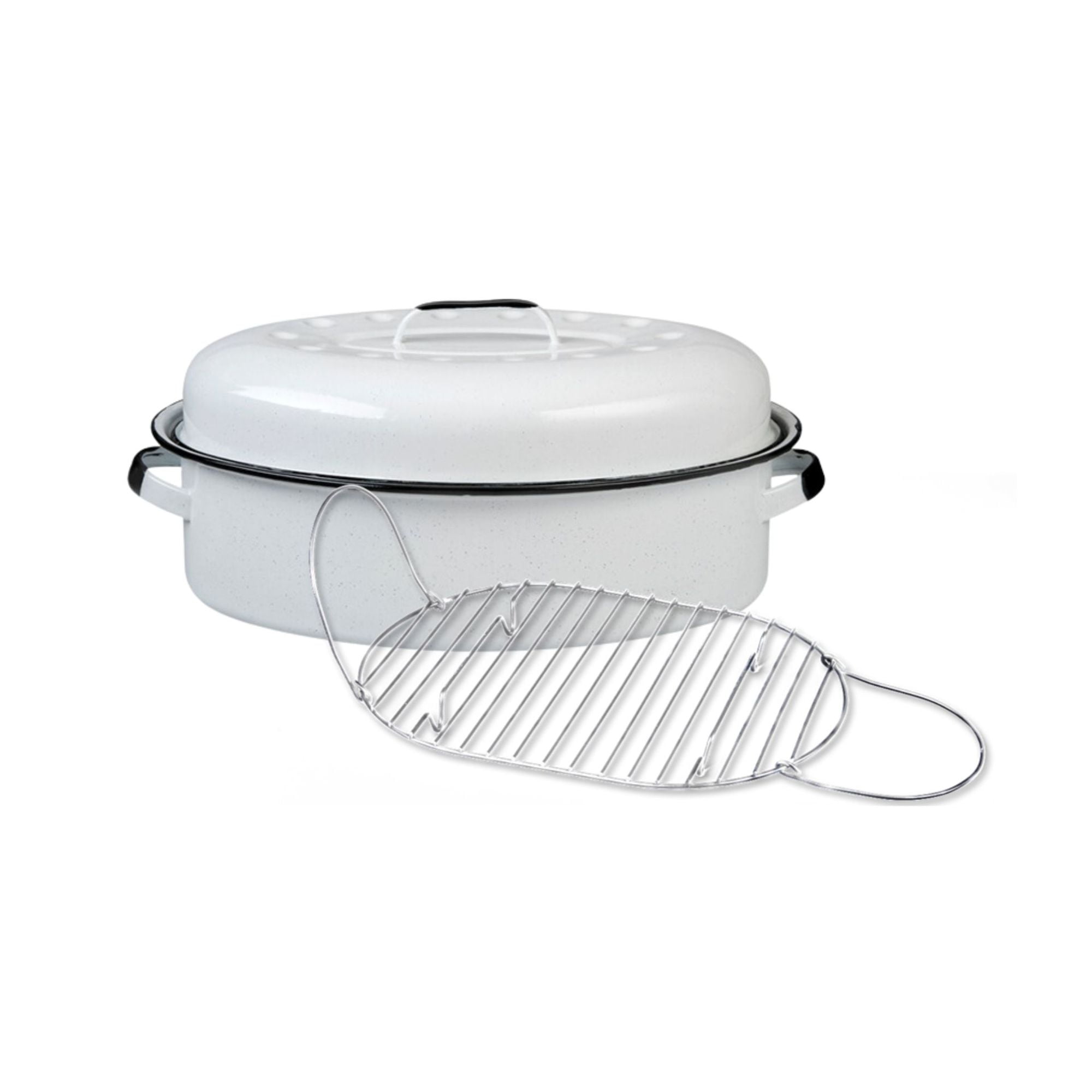 Granite Ware 18-Inch Oval Covered Roaster With Rack - Nonstick Enamel ...