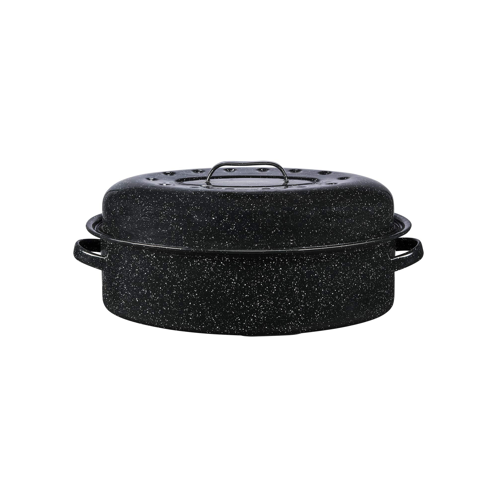Granite Ware 18" Oval Roaster with Cover, Large Non-Stick Porcelain ...