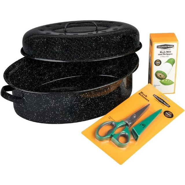 Granite Ware 19 inch oval roaster with Lid, Oval Rack included ...